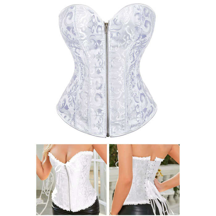 White Corset with Zip Front - UFASHION